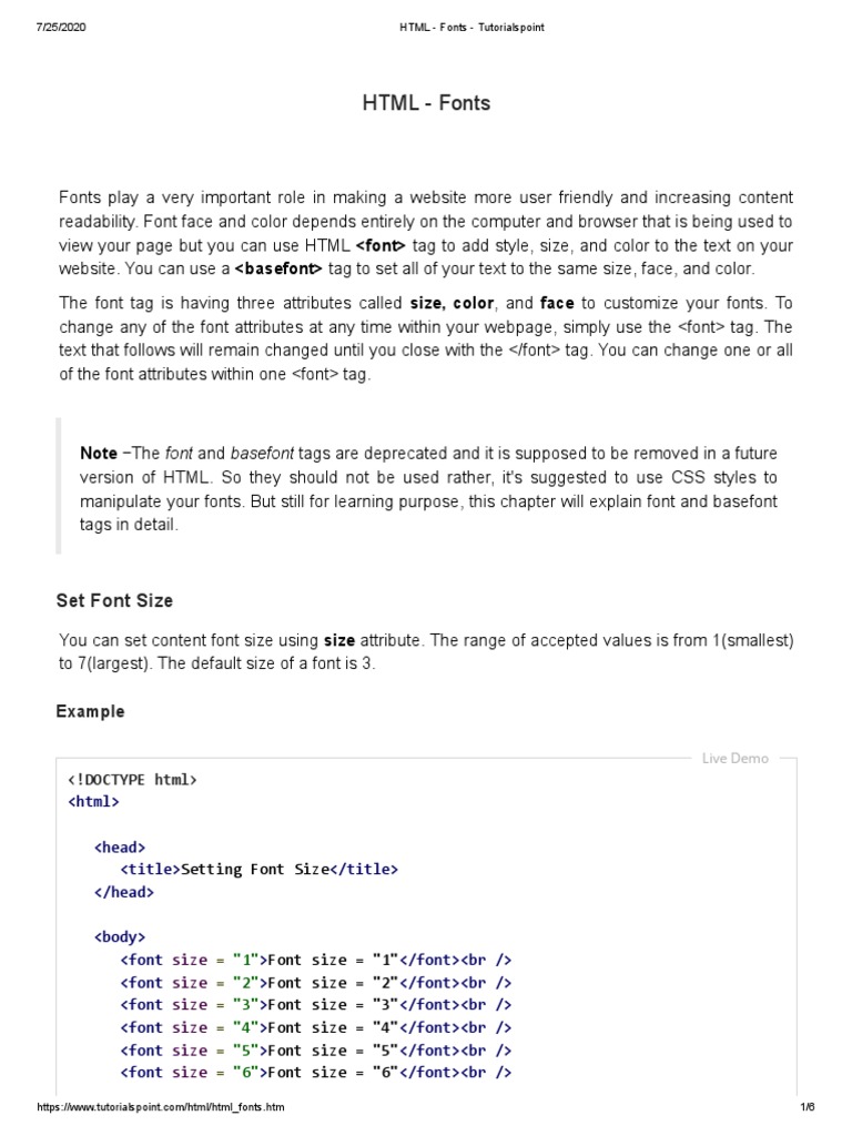 HTML - Fonts | PDF | Html Element | Typefaces