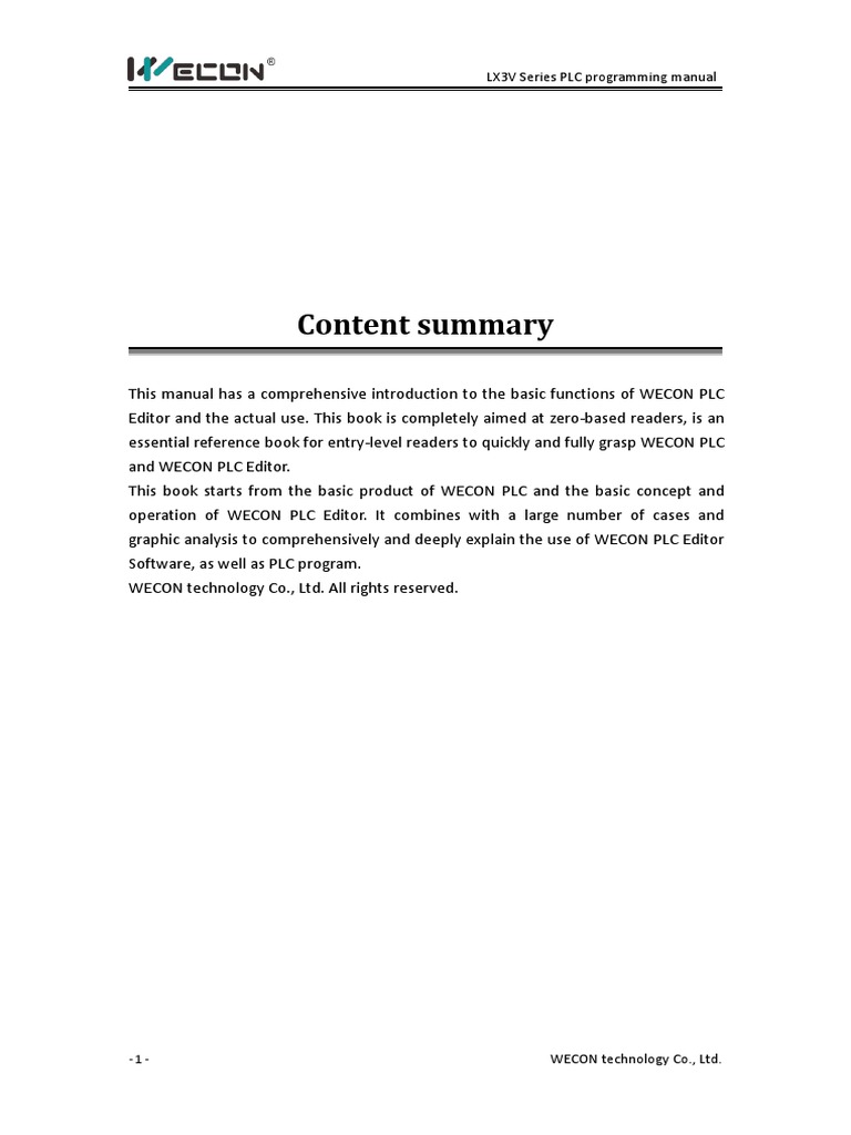 WECON PLC Programming Manual - en PDF | PDF | Programmable Logic Controller | Electrical Engineering