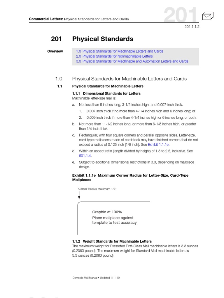 USPS Physical Standards | PDF | Mail | United States Postal Service
