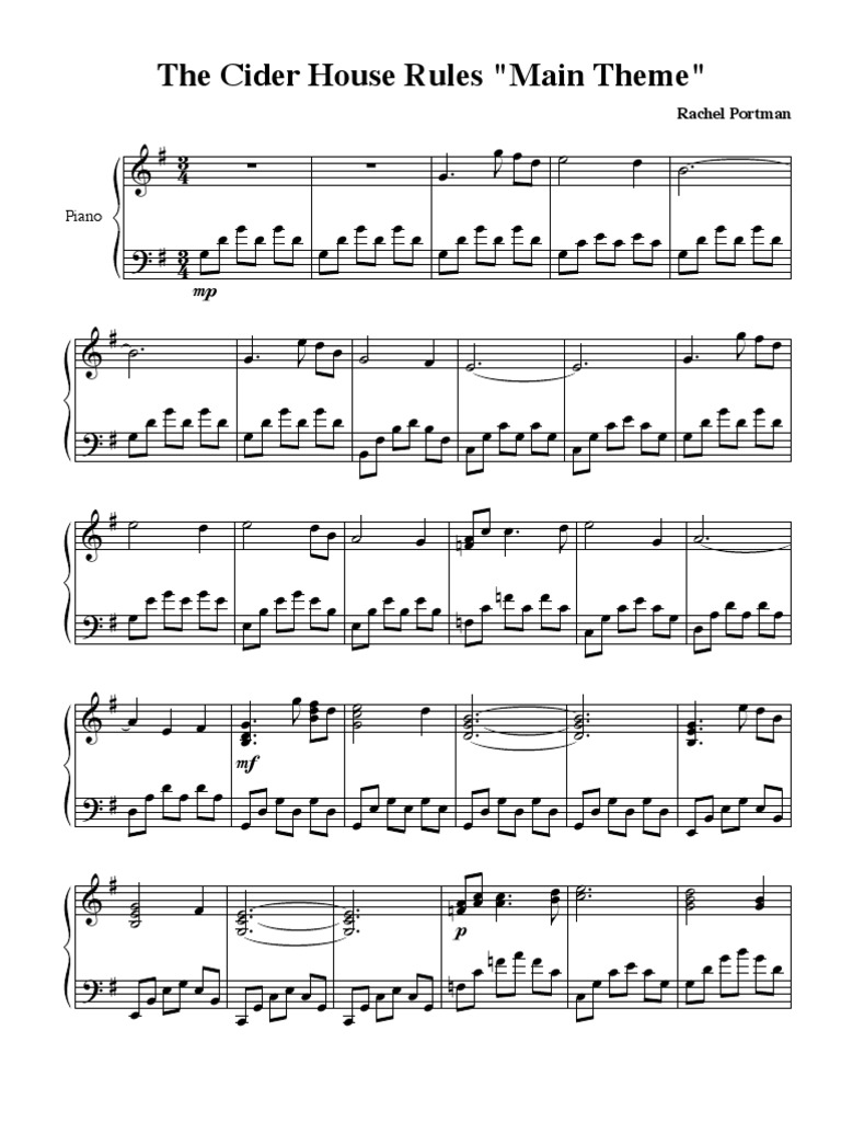 Rachel Portman-Cider House Rules-SheetMusicTradeCom | PDF