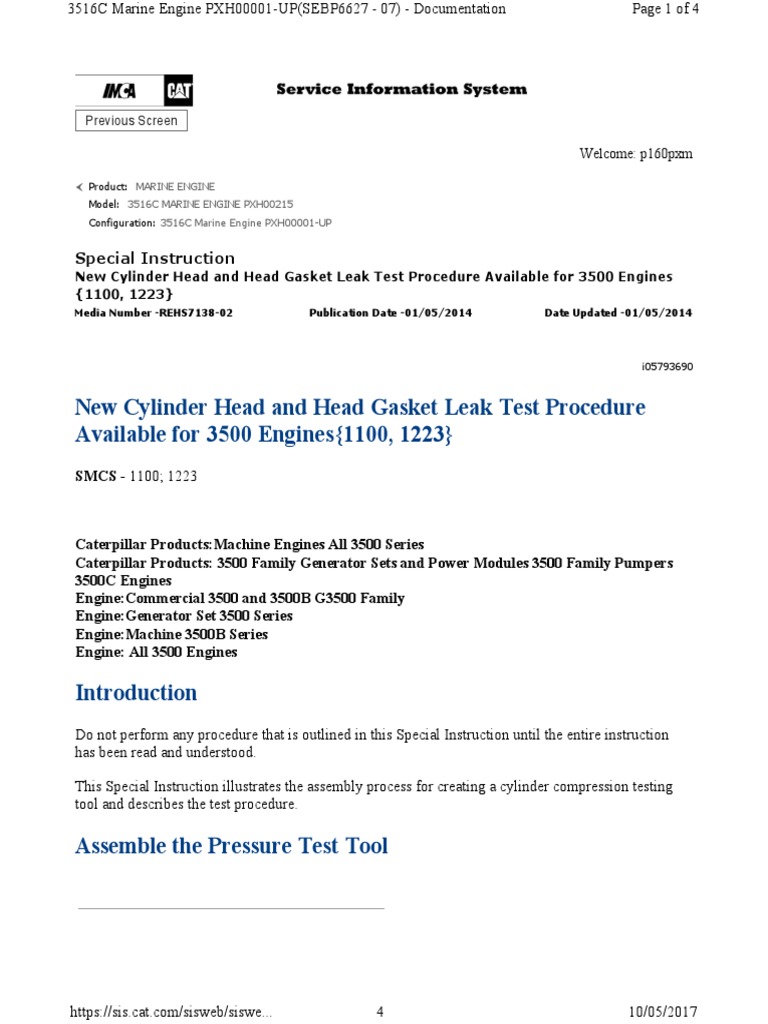 Cylinder Pressure Test | PDF | Fuel Injection | Valve