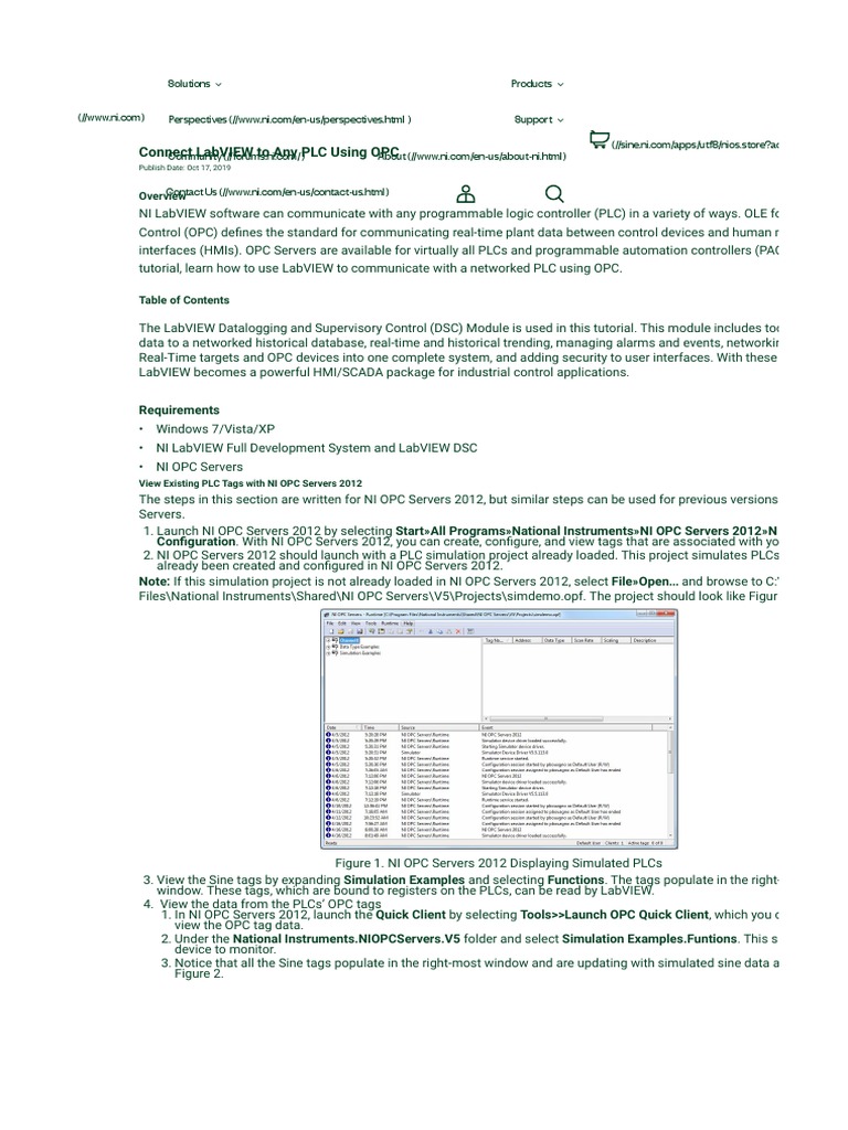 LabVIEW & OPC: PLC Integration Guide | PDF | Programmable Logic Controller | Computing