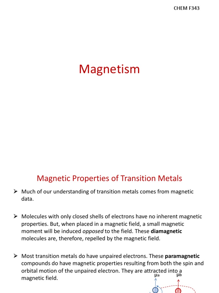 Magnetism: CHEM F343 | PDF | Ferromagnetism | Magnetization