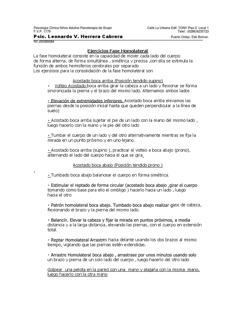 Ejercicios de fase homolateral para estimular la función de ambos ...