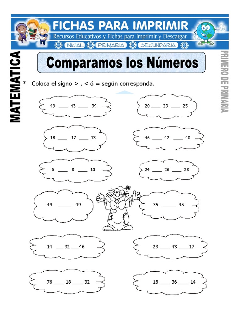 Ficha de Comparamos Los Números para-Primero-de-Primaria-1 | PDF