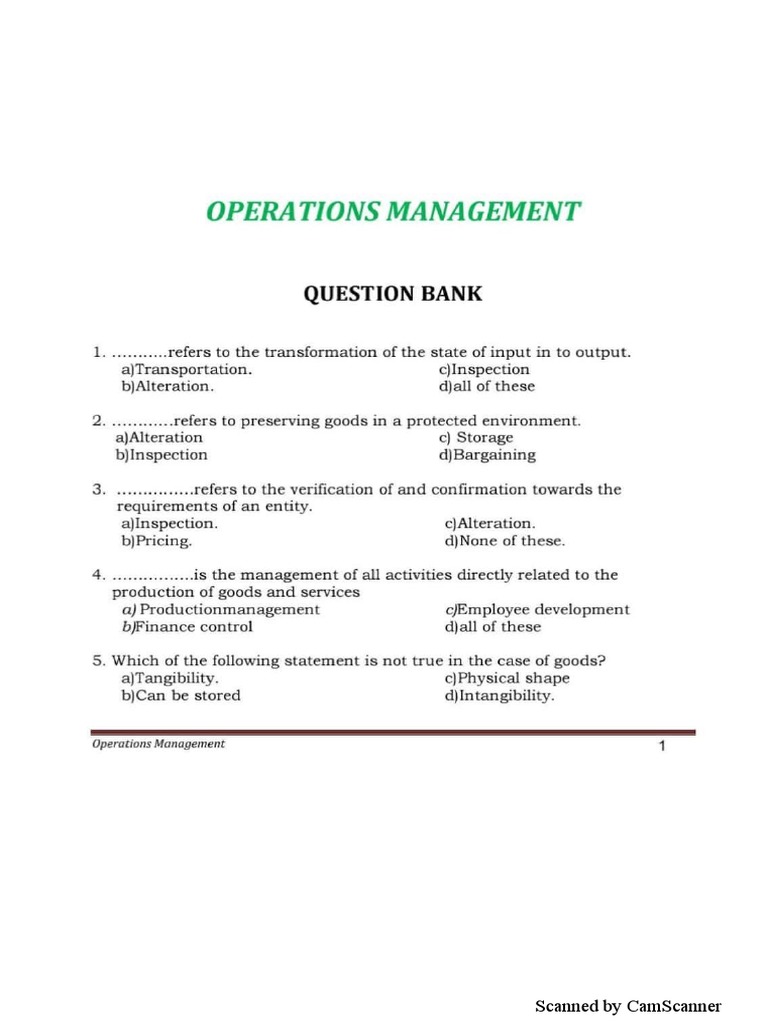 Operations Management Principles Overview | PDF | Operations Management ...