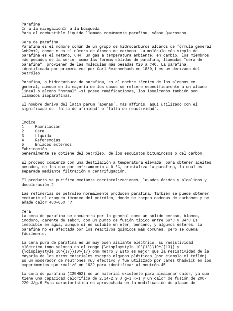 Aplicaciones y Propiedades de la Parafina | PDF | Materiales ...