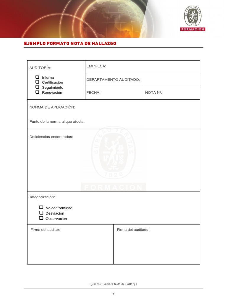 3 Ejemplo Formato Nota Hallazgo | PDF
