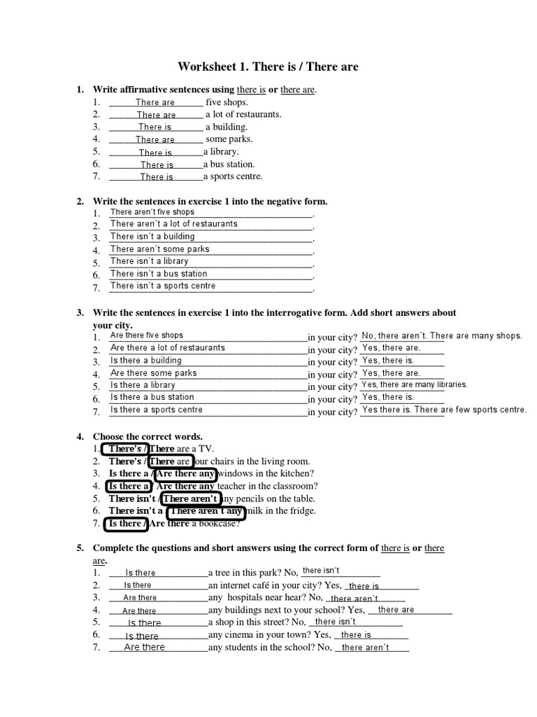Worksheet 1. There Is / There Are: There Aren T Five Shops | PDF ...