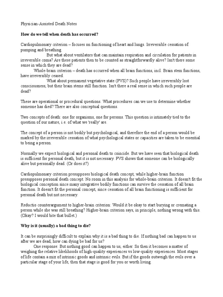 Physician Assisted Death Notes | Download Free PDF | Death | Autonomy