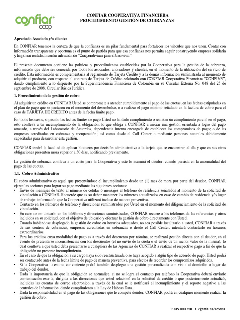 F GPS 0089 Formato Procedimiento Obranza V8 | PDF | Crédito | Finanzas ...