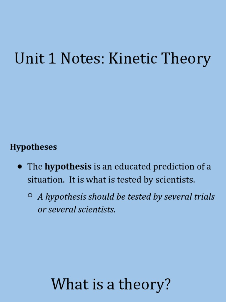 Kinetic Theory Notes 1 | PDF | Gases | Pressure