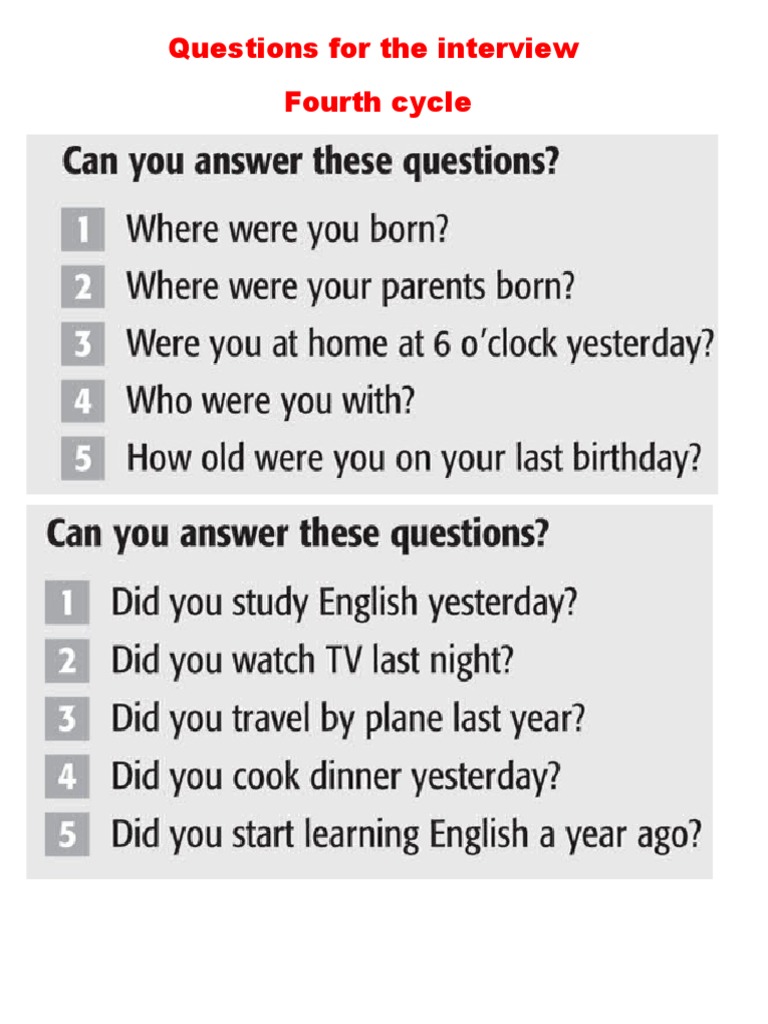 Interview Questions for Fourth Cycle | PDF