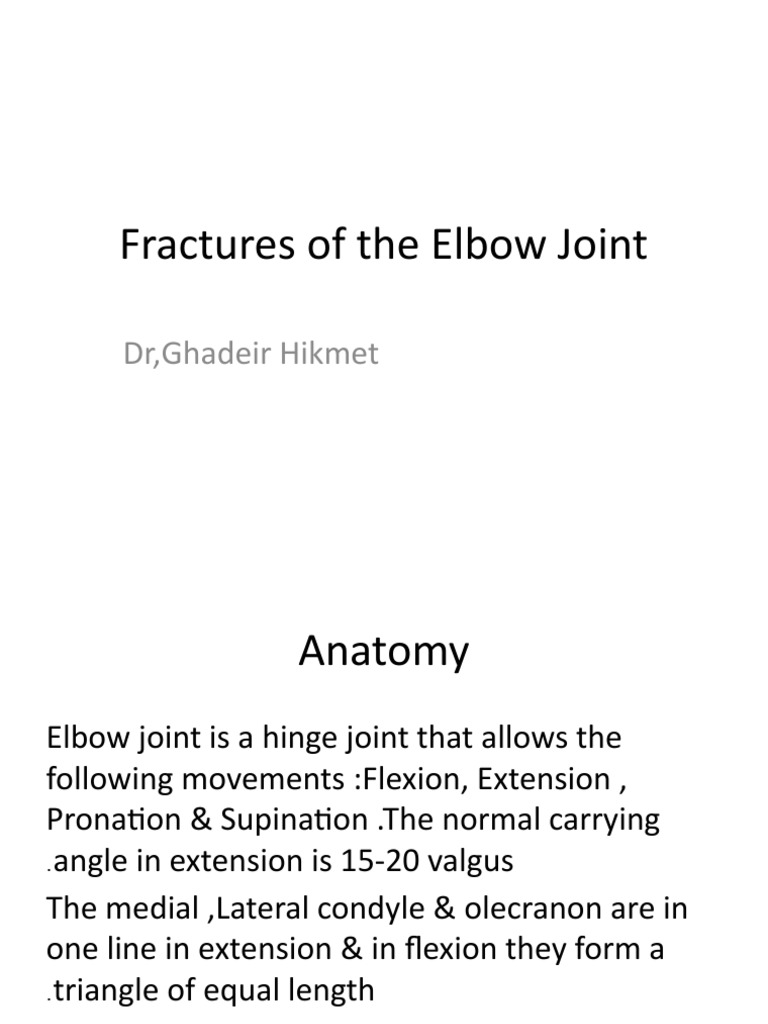 Pediatric Elbow Fracture Overview | PDF | Elbow | Musculoskeletal Disorders