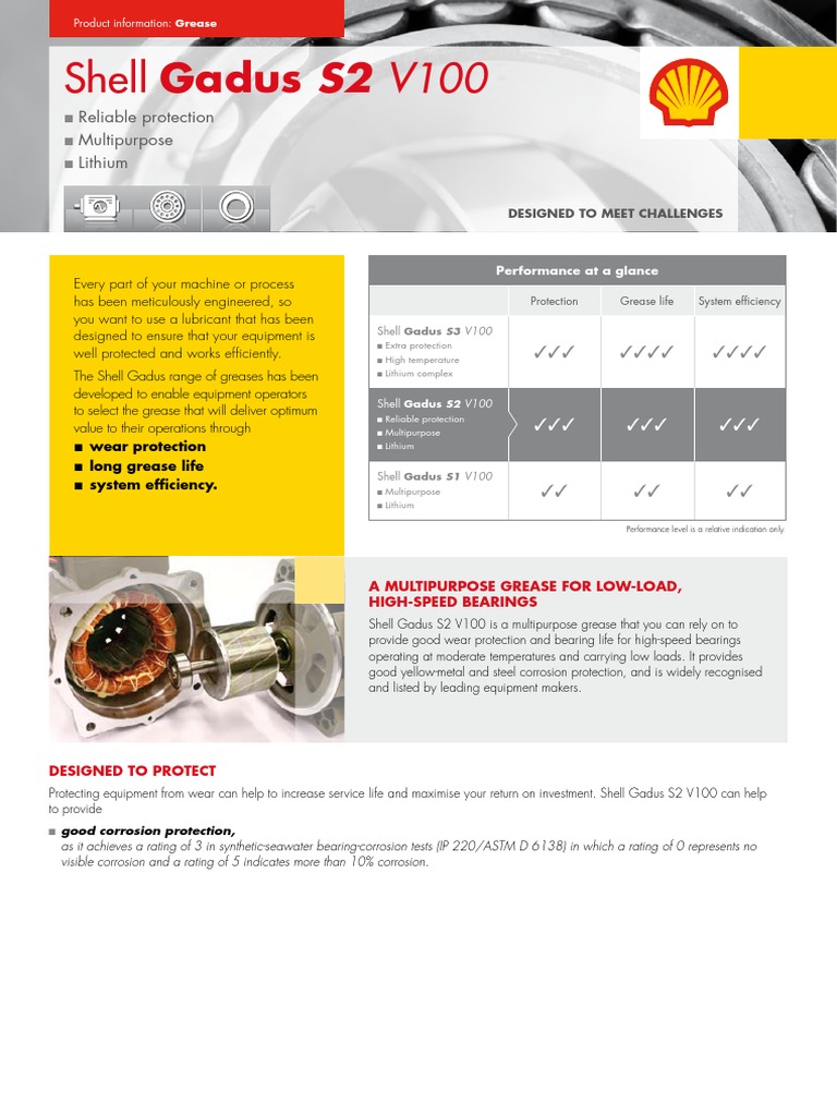 Shell Gadus: Reliable Protection Multipurpose Lithium | PDF | Bearing ...