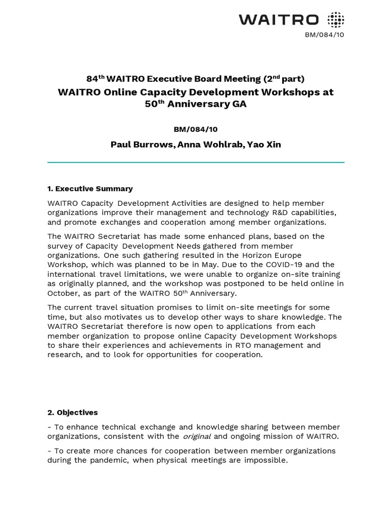 WAITRO-Concept Online Events | PDF | Request For Proposal | Business