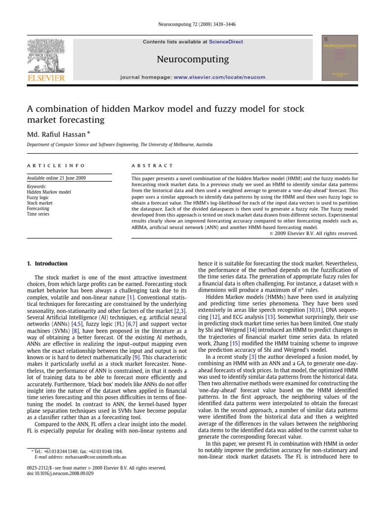 A Combination Of Hidden Markov Model And Fuzzy Model For Stock Market