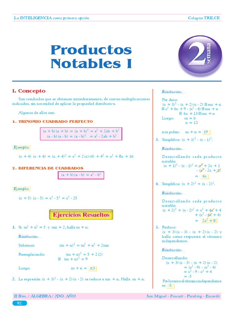 Productos Notables en Álgebra | PDF | Álgebra | Geometría