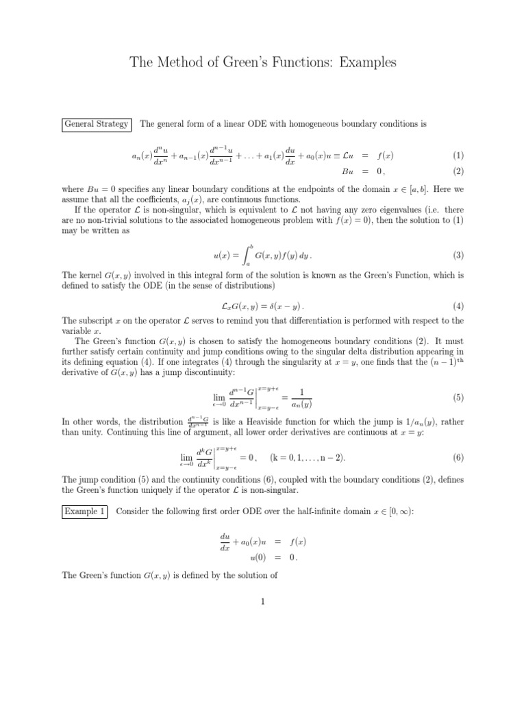 Green Function Notes | PDF | Green's Function | Ordinary Differential ...