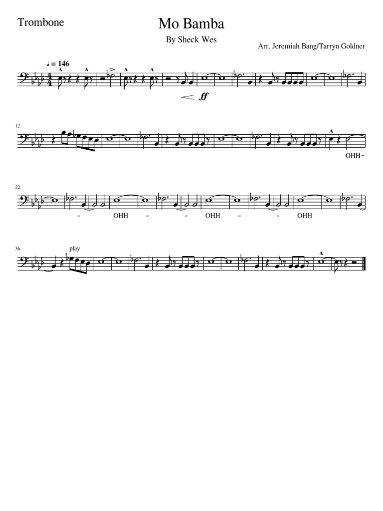 Trombone Mo Bamba Sheet Music | PDF