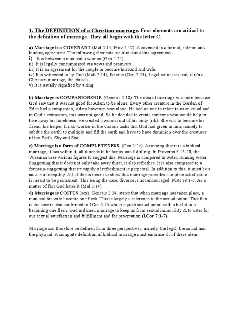 Definition of Marriage | PDF | Christian Views On Marriage | Marriage