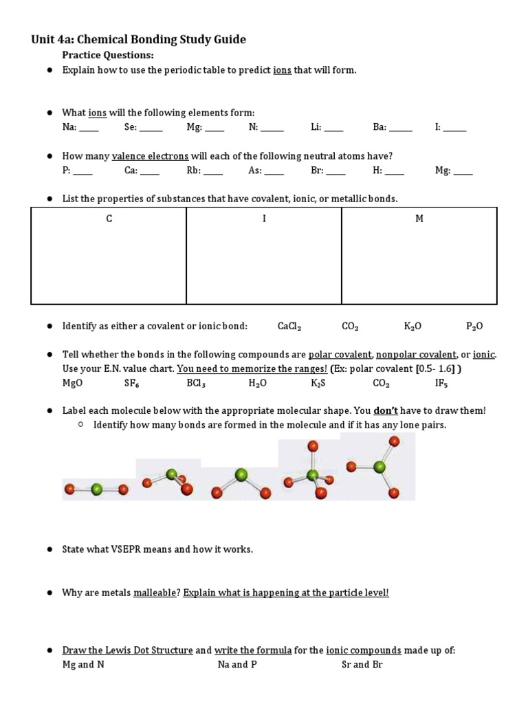 Chemical Bonding Study Guide | PDF | Chemical Bond | Chemical Polarity