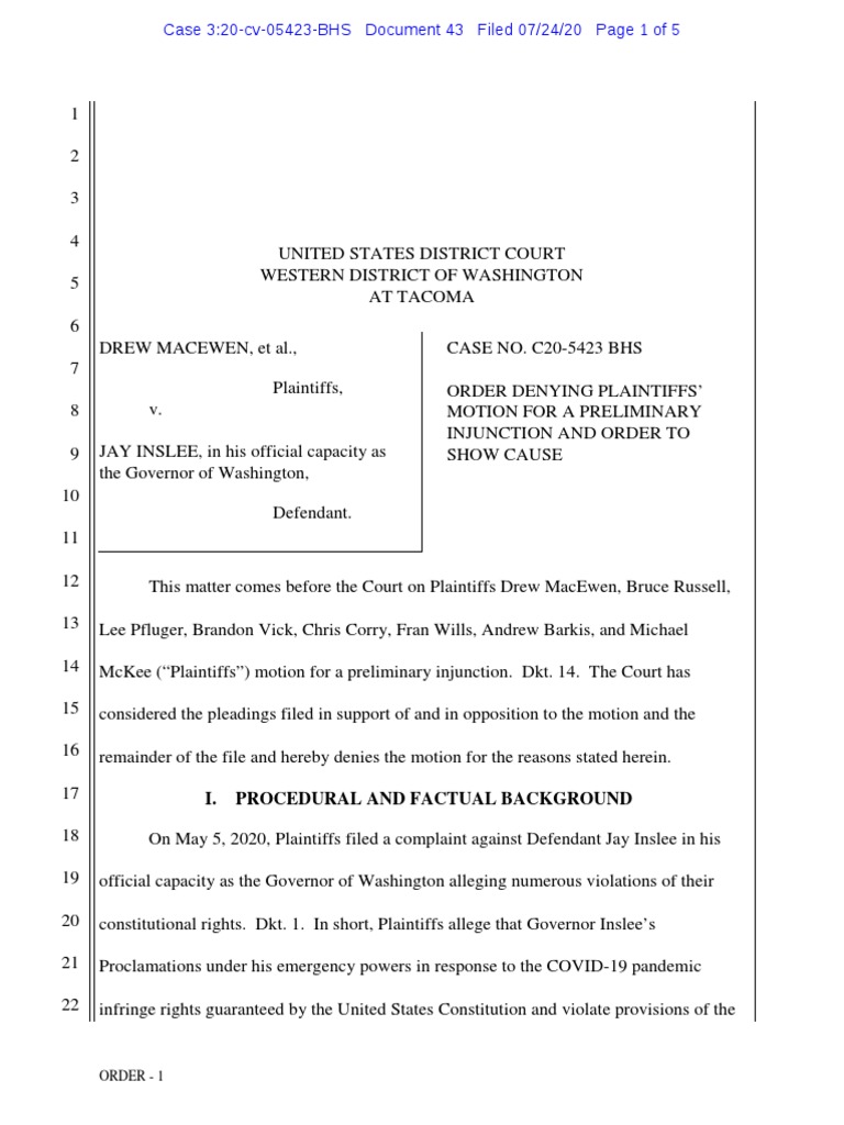 DKT 043 20200724 Denial (1879) | Download Free PDF | Ex Parte Young ...