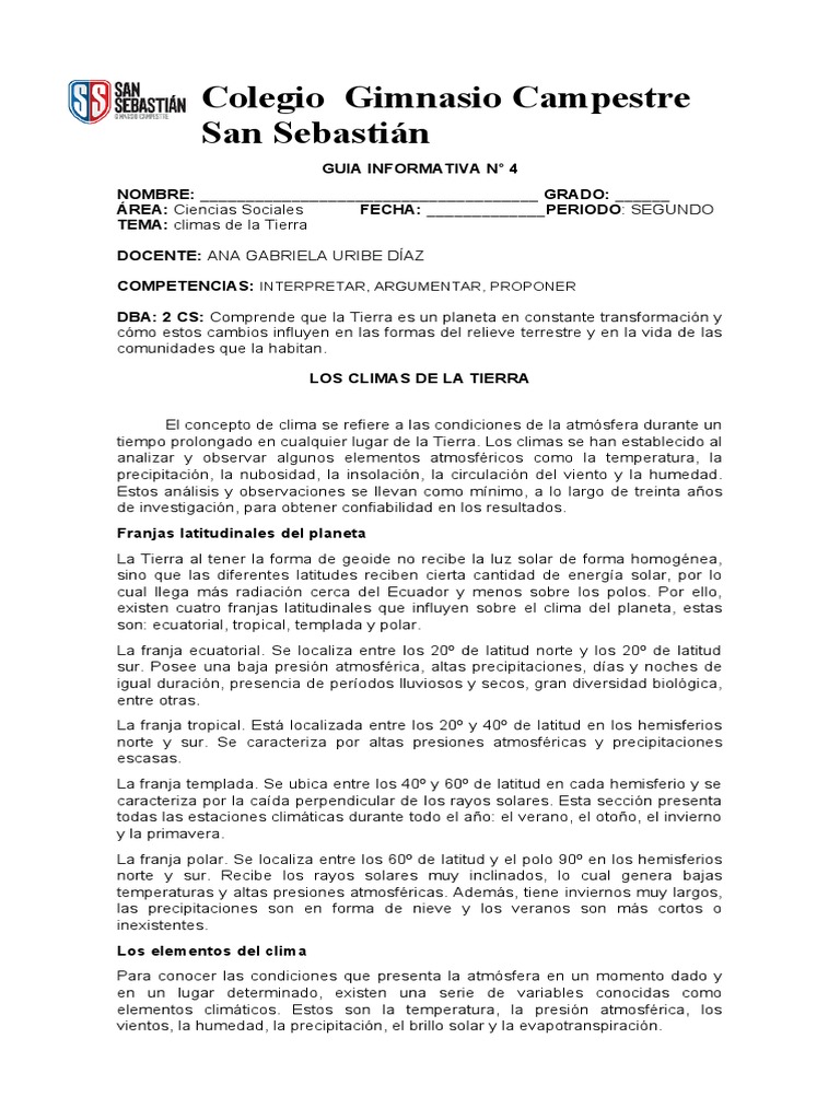 6° GUIA INFORMATIVA CLIMAS DE LA TIERRA | PDF | Clima | Tierra