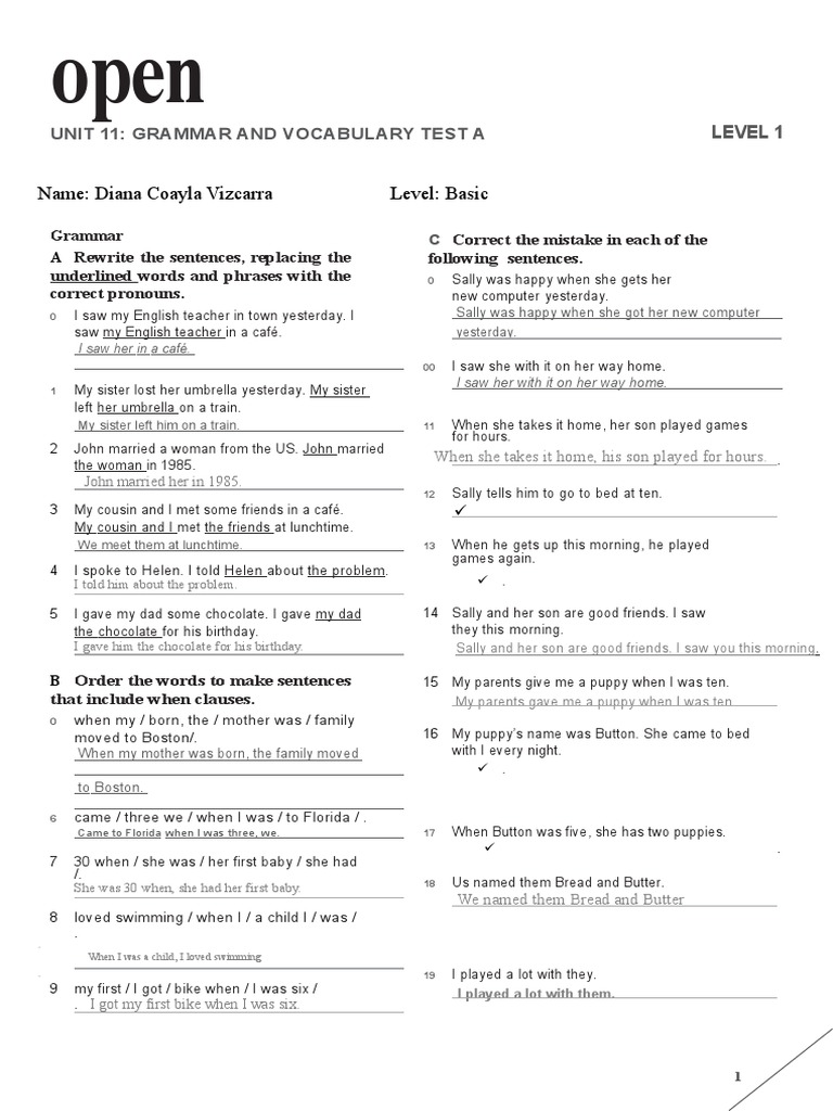 Unit 11 Grammar and Vocabulary Test | PDF | English Language