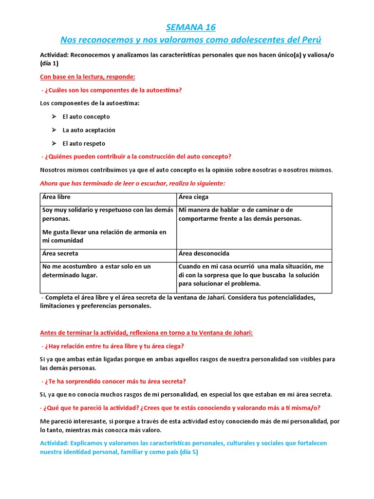 Tarea | PDF | Autoestima | Conceptos psicologicos
