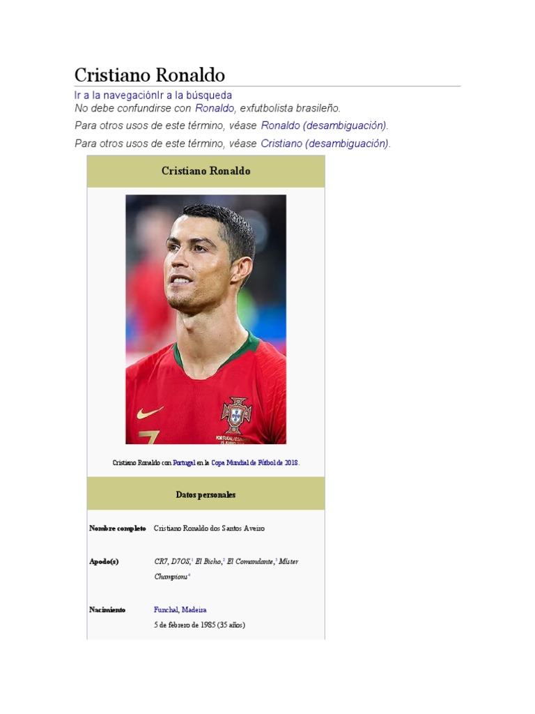 Cristiano Ronaldo | PDF | Asociación de Futbol | Códigos de fútbol