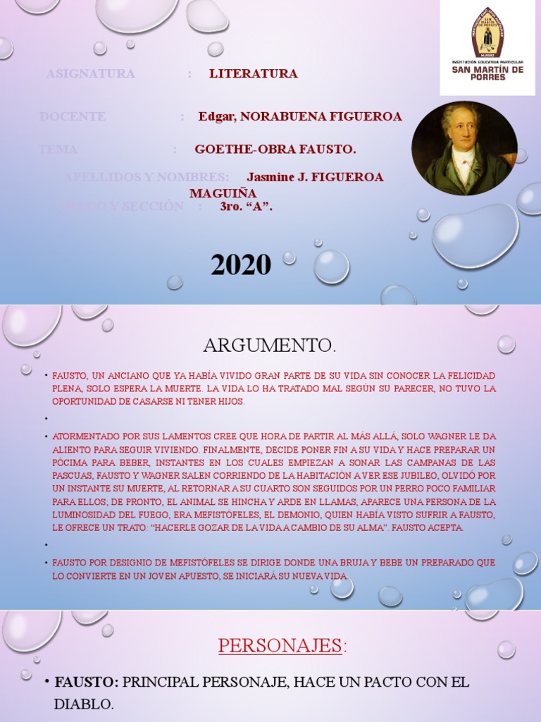 Goethe y Su Obra Fausto-Comunicación | PDF | Johann Wolfgang von Goethe ...