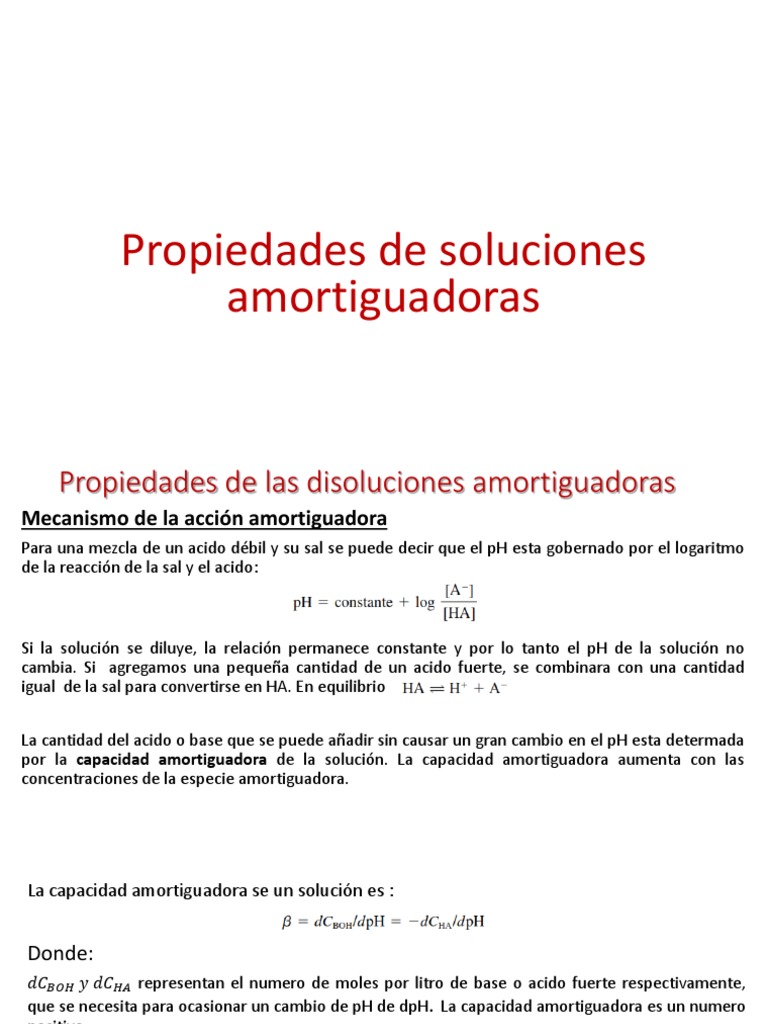 Propiedades de Soluciones Amortiguadoras | PDF | Ph | Ácido