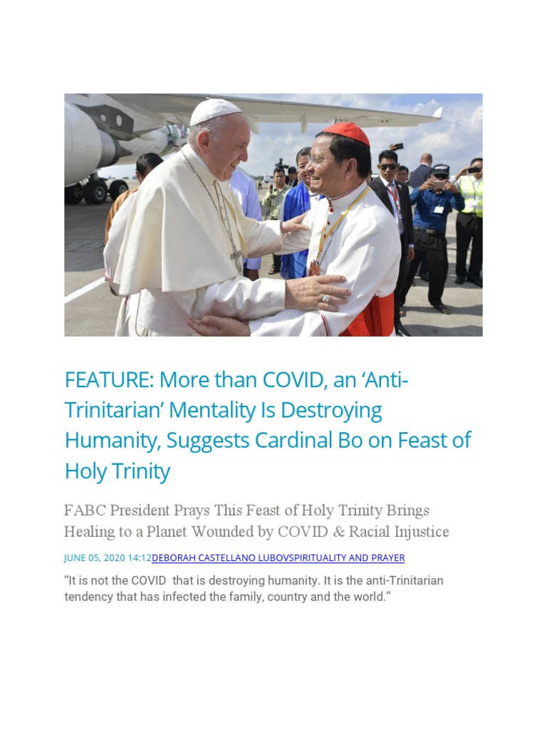 Anti-Trinitarian Mentality Is Destroying Humanity Article On Zenit ...