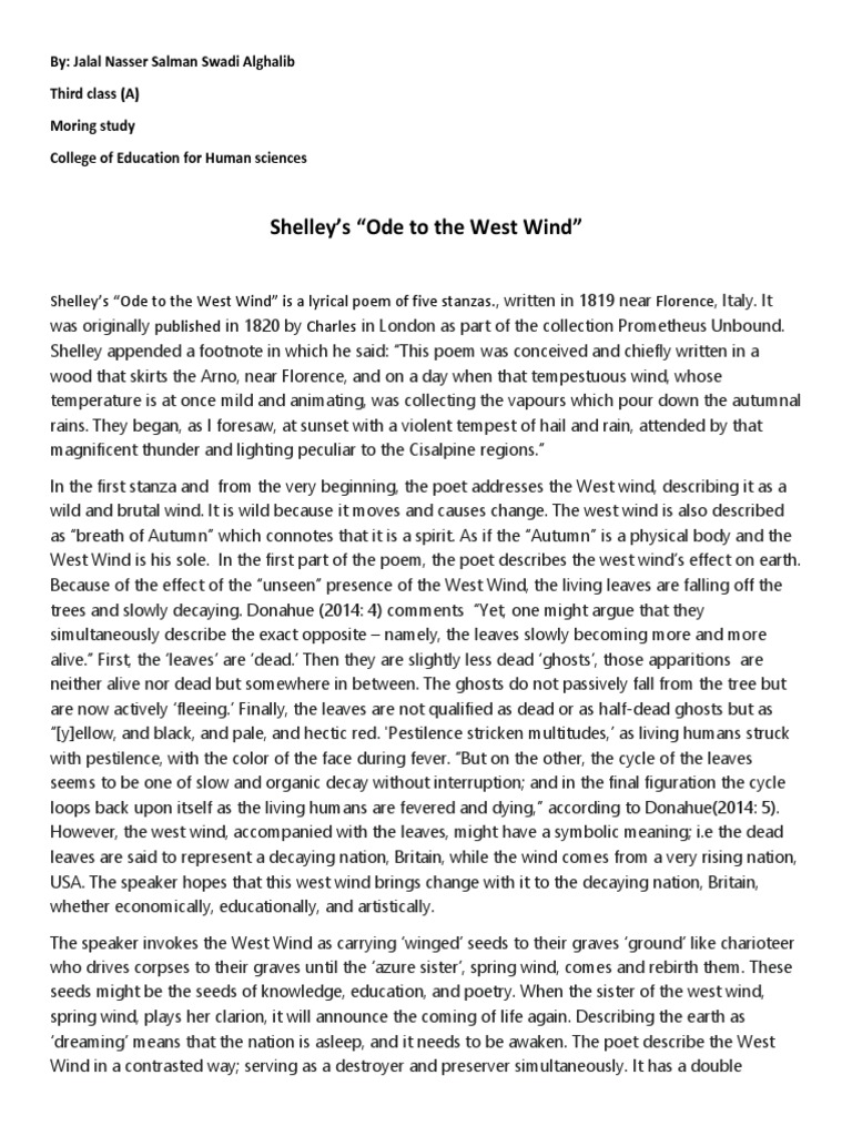 Literary Analysis of Shelley's Ode | PDF | Sky | Cloud