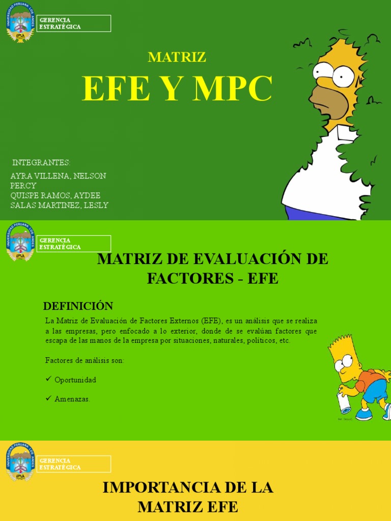 Análisis estratégico de la empresa mediante las matrices EFE y MPC ...