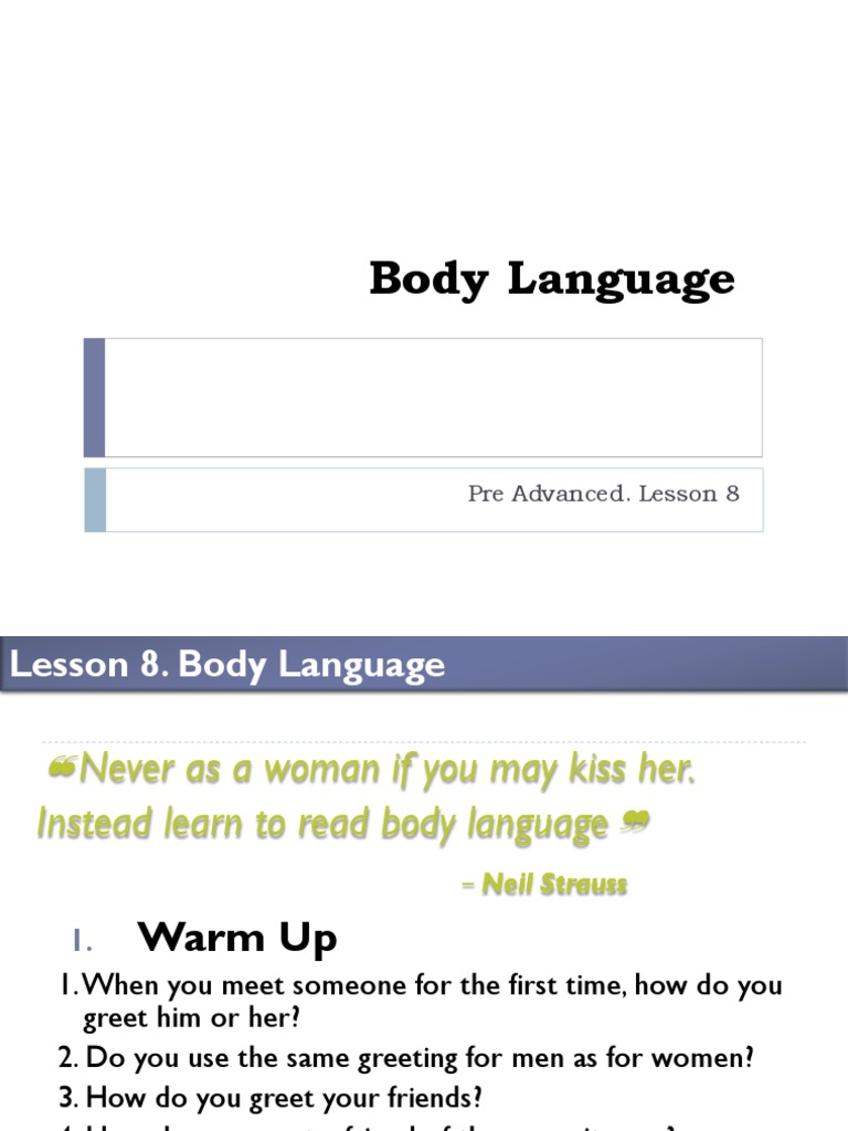 Lesson 8 - Body Language | PDF | Body Language | Gesture