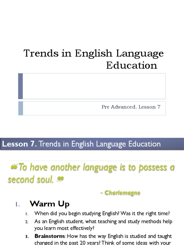 Lesson 7 - Trends in English Language Education | PDF | Language ...
