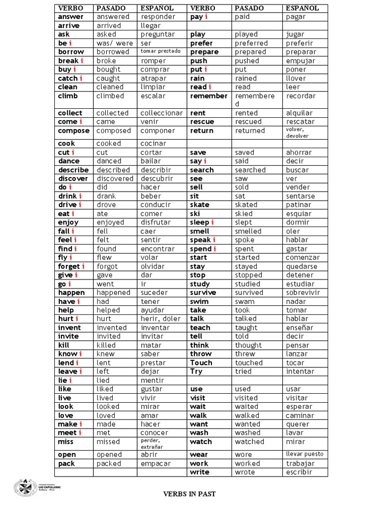 Tomar Prestado: Verbs in Past | PDF