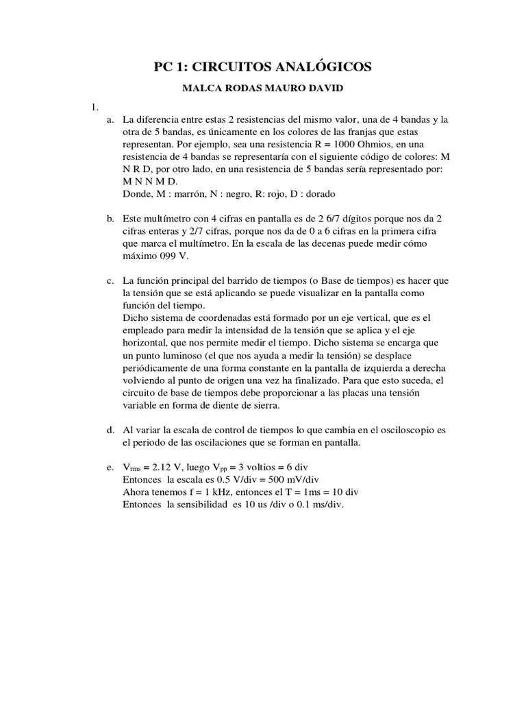 PC1 Circuitos Electricos | PDF