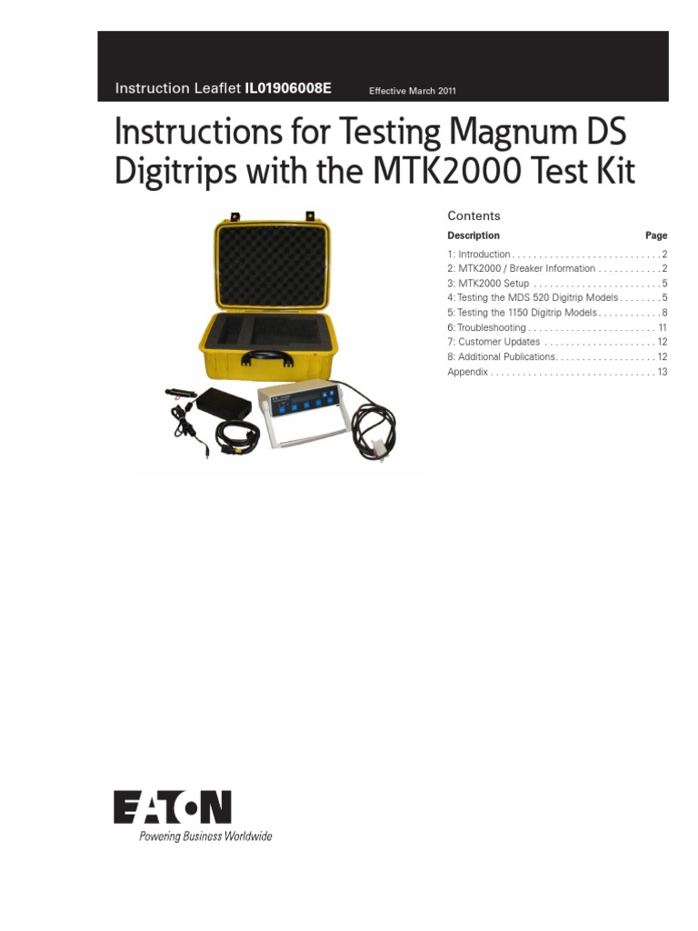 Instructions For Testing Magnum DS Digitrips With The MTK2000 Test Kit ...