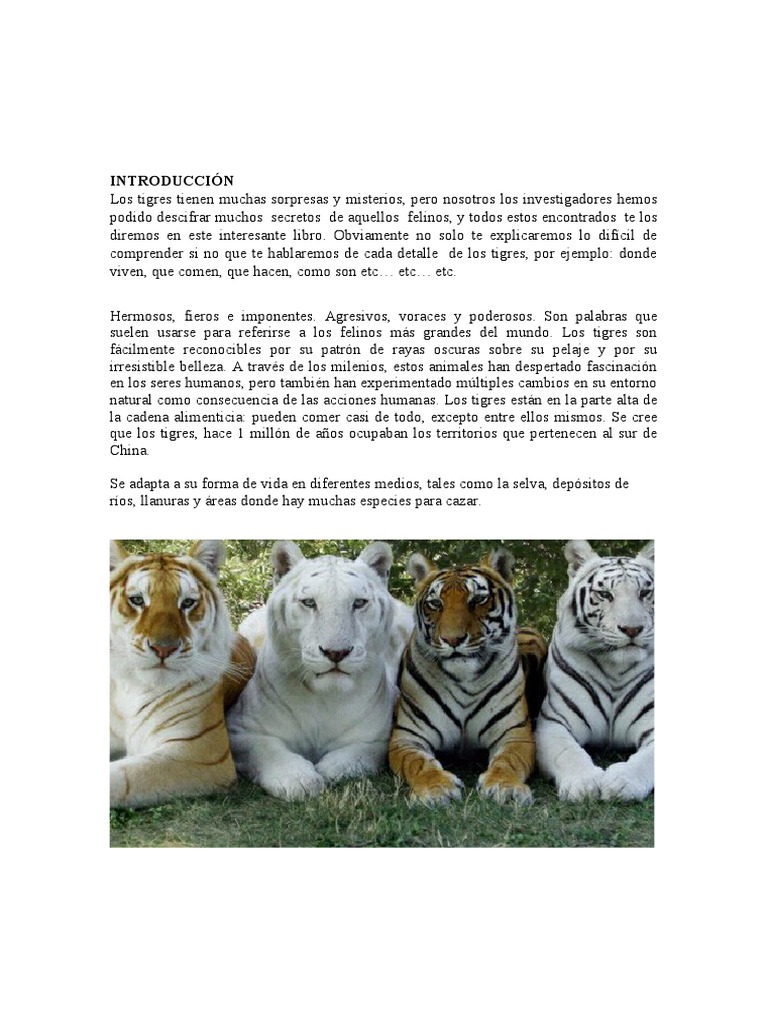 9 Tablas de Contenido | PDF | Tigre | Organismos