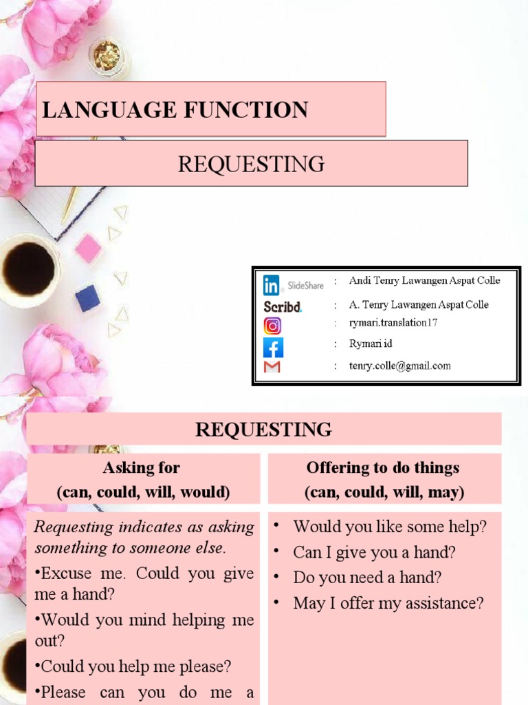 Language Function: Requesting | PDF | Career & Growth | Language Arts & Discipline
