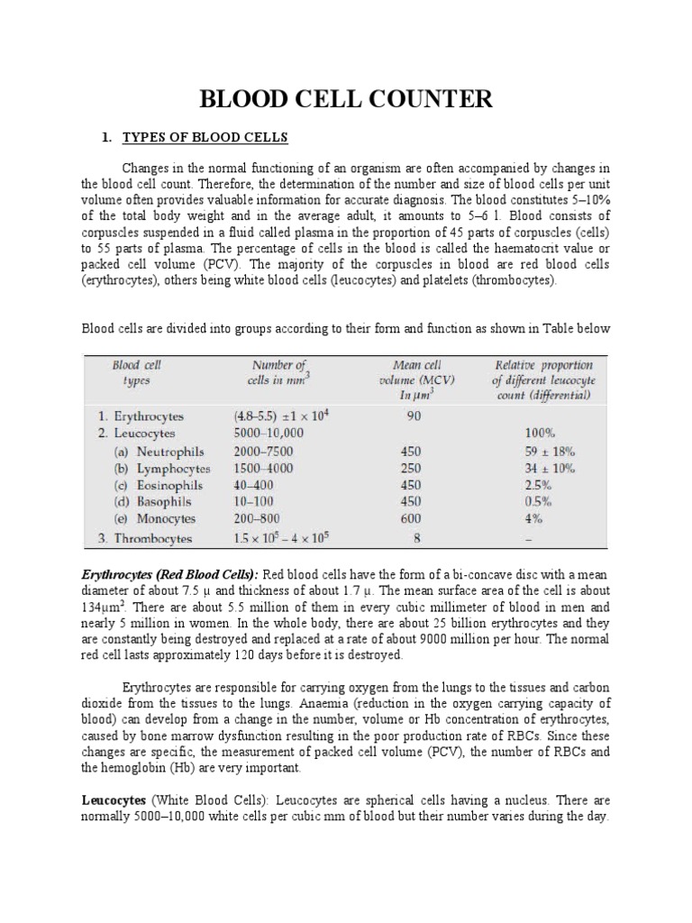 Blood Cell Counter | PDF | White Blood Cell | Blood