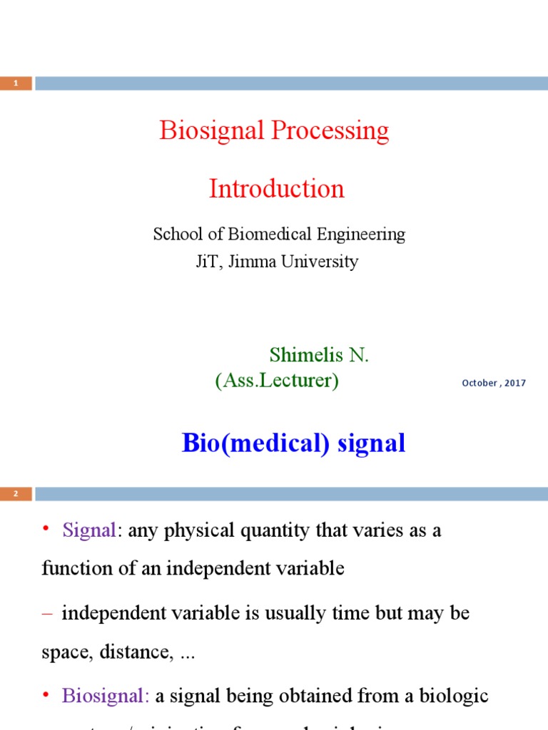 1 .Intro of Biosignal Processing | PDF | Depolarization | Action Potential
