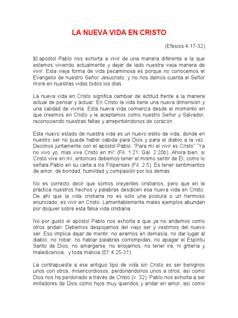 La Nueva Vida En Cristo Pdf Jesús Cristo Título
