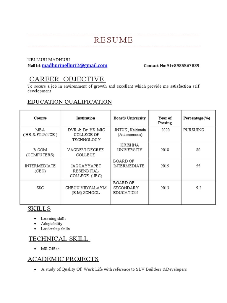 Madhuri Resume 2141 | PDF