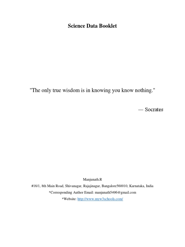 Science Data Booklet | PDF | Area | Mathematics