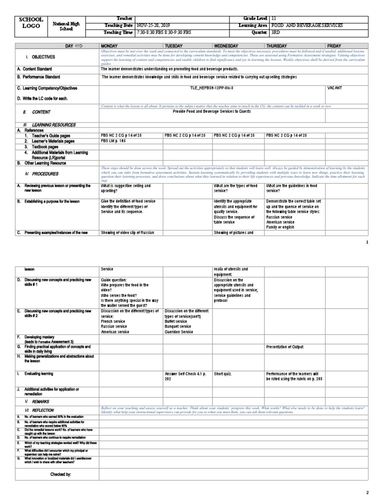 DLL FBS 2 Up | PDF | Learning | Teachers