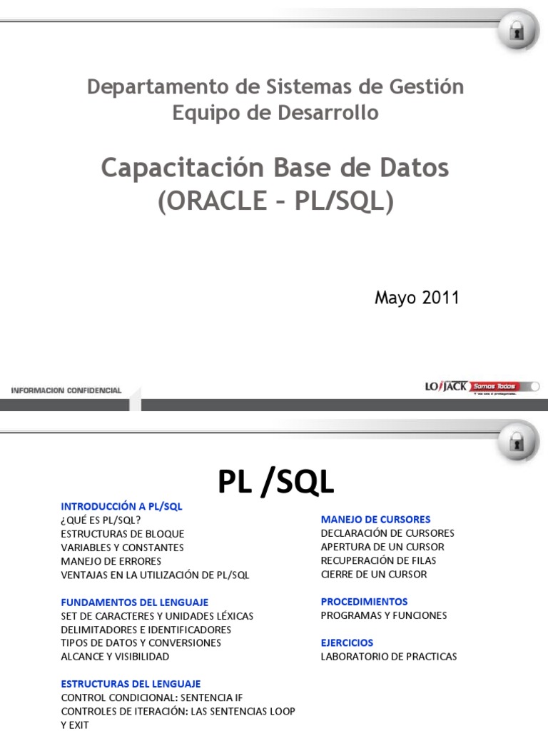 Capacitacion Base de Datos (ORACLE - PL-SQL) | PDF | Pl / Sql | SQL Capacitacion Base de Datos (ORACLE - PL-SQL) | PDF | Pl / Sql | SQL
